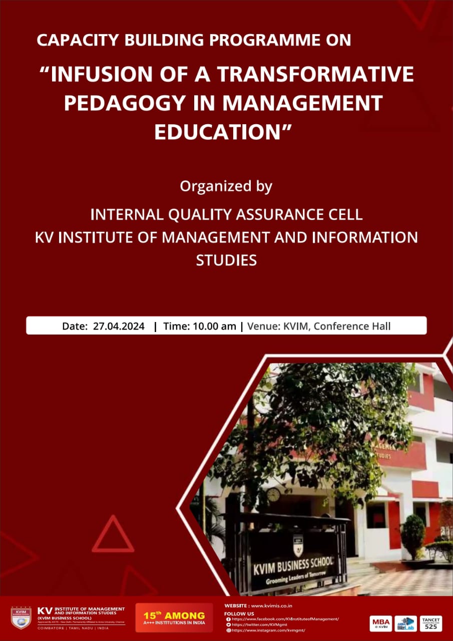 Capacity Building Programme on " Infusion Transformative Pedagogy in Management Education" | KV ...